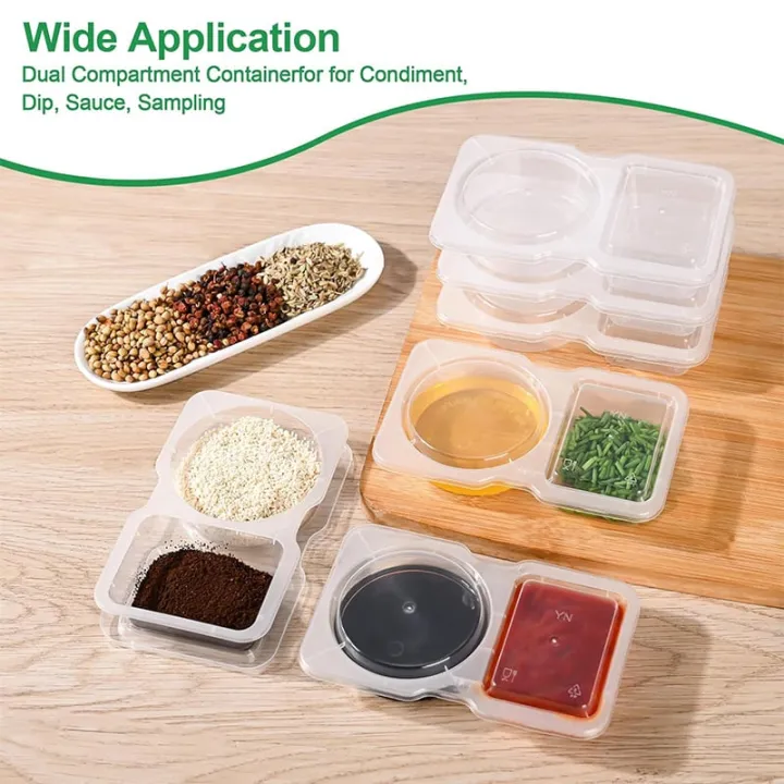 5/10/20Pcs Double Compartment Seasoning Container with Lid Condiment ...