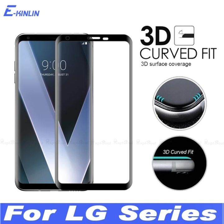 3D Curved Full Cover Tempered Glass For LG Velvet Wing V30 V30S V35 V40 ...