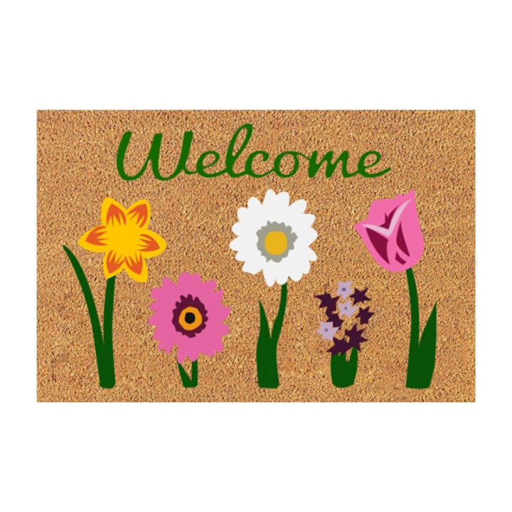 Welcome Floral Coir Doormat for Indoor Outdoor The Outdoor Mat | Daraz.lk