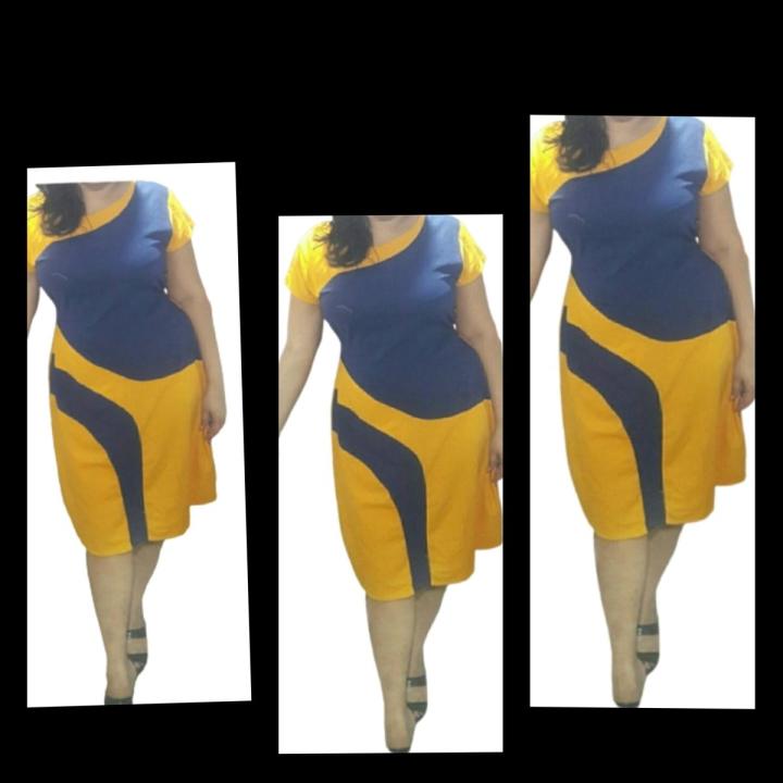Ladies Frock (plane yellow with blue color) | Daraz.lk