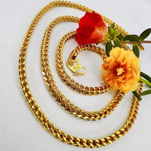 Gold plated rich look beautiful 3.5mm, 4mm Singapore square fox chain ...