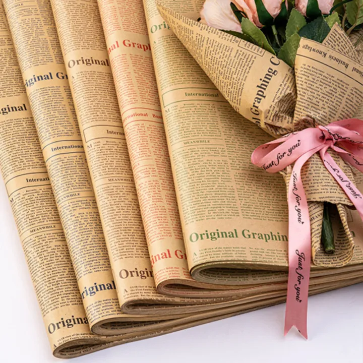 10 sheets per pack, vintage English newspaper kraft paper, brown kraft ...