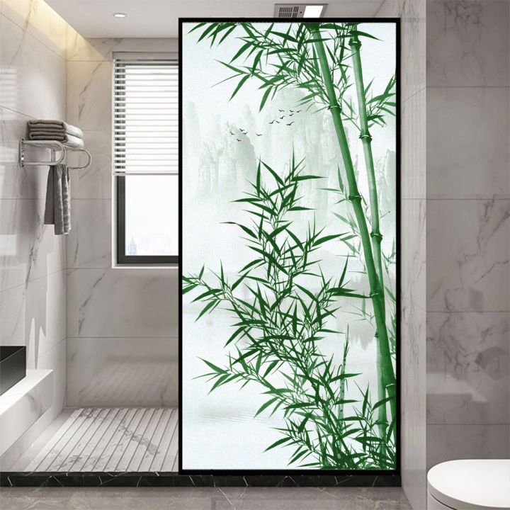 Privacy Glass Window Film Bamboo Pattern Frosted Glass Door Film Sun ...