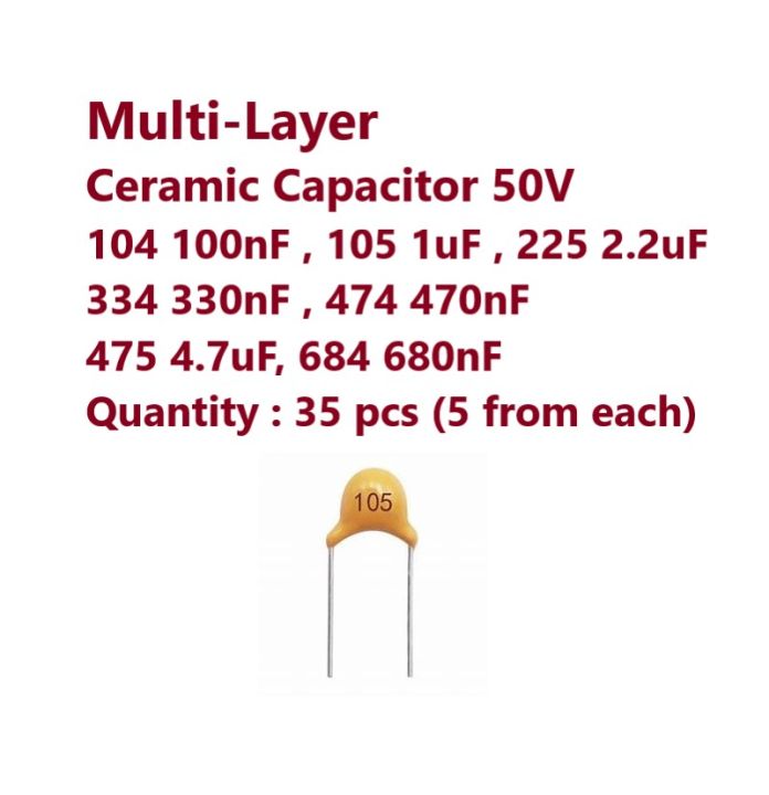 35 pcs of Multi-Layer Ceramic Disc Capacitor Assortment Kit | Daraz.lk