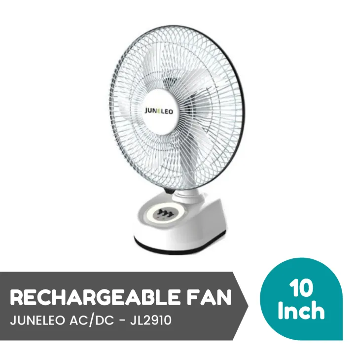 Juneleo 10 Inch Rechargeable Table Fan - Jl2910 / 5 Blades Rechargeable ...