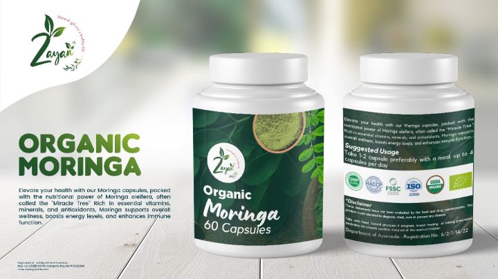 Zayan Ayurveda 100% Handmade & Natural Organic Moringa Capsules Bottle - 60 Capsules | Daraz.lk