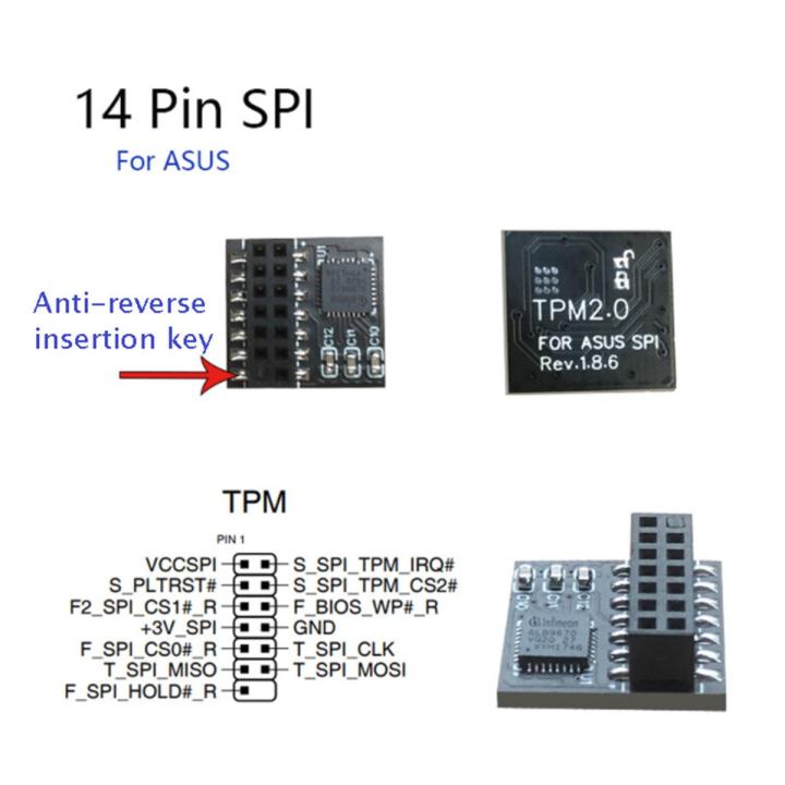 Tpm 2 0 Encryption Security Module Remote Card 14 Pin Spi Tpm2 0 Security Module For Asus