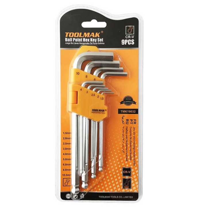 Allen Key Wrench Set CRV Hex Ball End 9 pcs 1.5 10mm TOOLMAK Daraz.lk