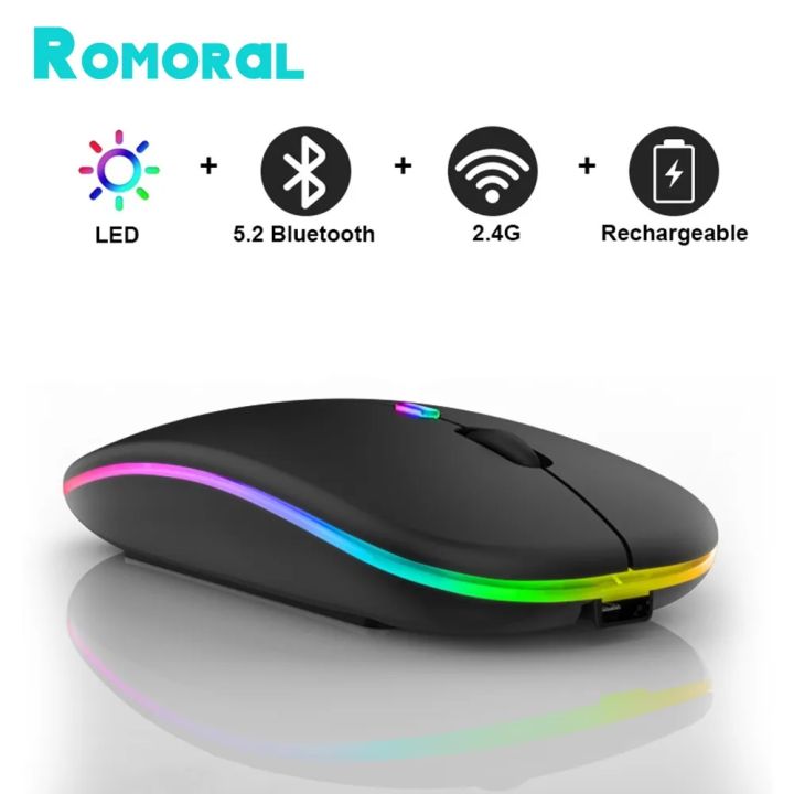 2.4G Wireless Mouse With USB Bluetooth Mouse Silent Computer Mice For ...