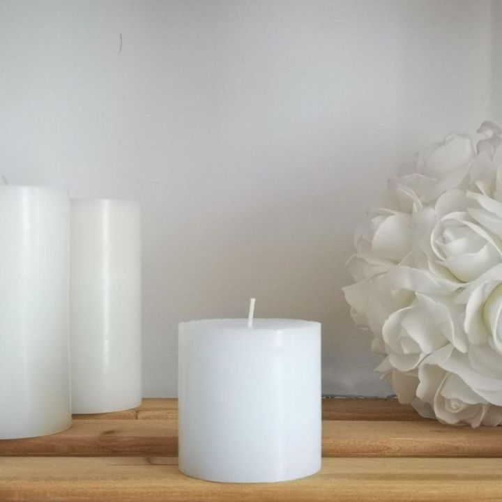 Classic Pillar Candle, Pure White, Fresh Linen Scent, 2 Sizes | Daraz.lk
