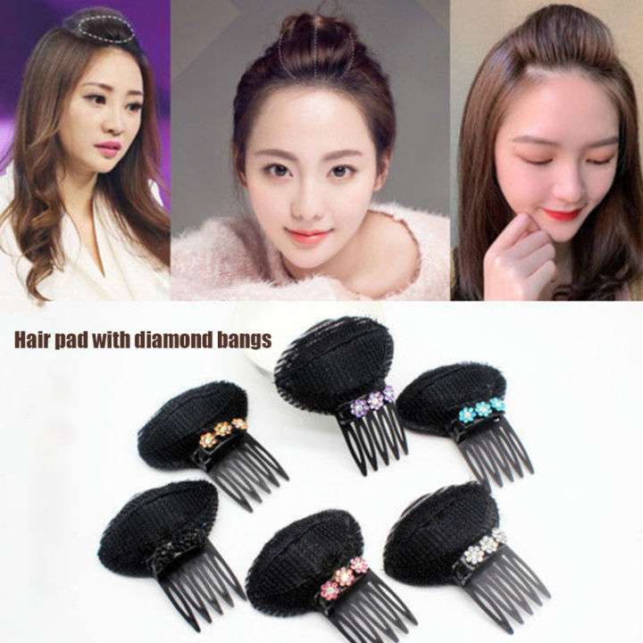 Rhinestone Invisible Fluffy Sponge Hair Clip Front Hair Line Volume ...