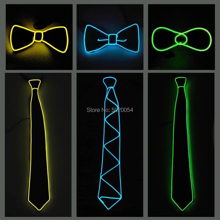 GZYUCHAO EL Men Gift EL Wire Black Ties Wedding Decor Neon LED Luminous ...