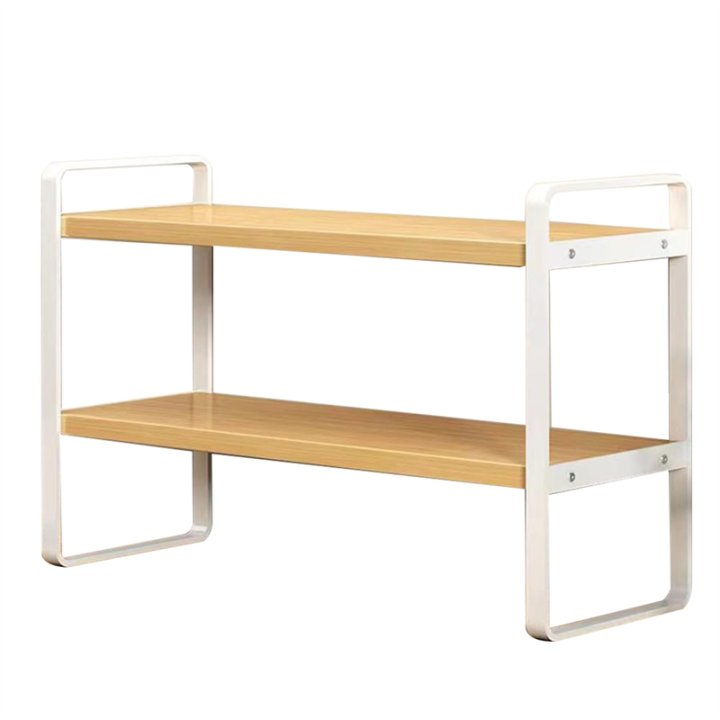 Wooden Desktop Organizer Shelf, 2-Tier Wood Office Desk Storage Rack ...