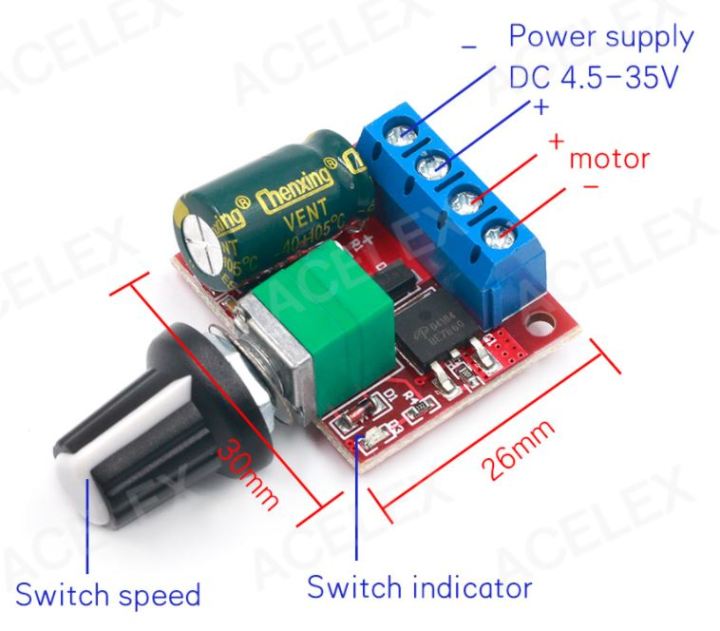 5A 90W PWM 12V DC Motor Speed Controller Module DC-DC 4.5V-35V ...
