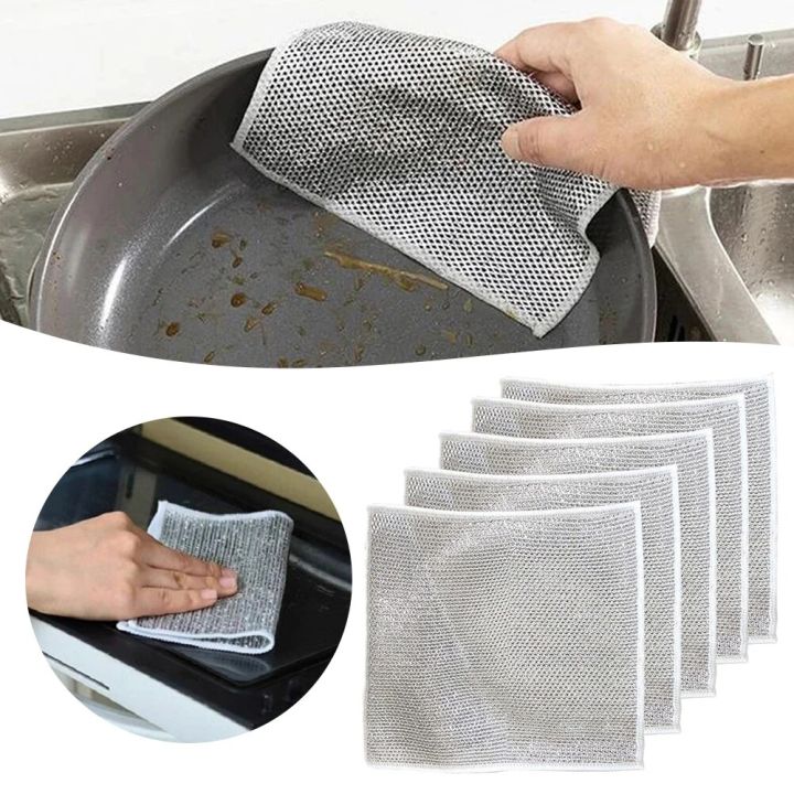 [HOT] Kitchen Cleaning Cloths Reuse Non-Stick Oil Iron Dishcloths ...