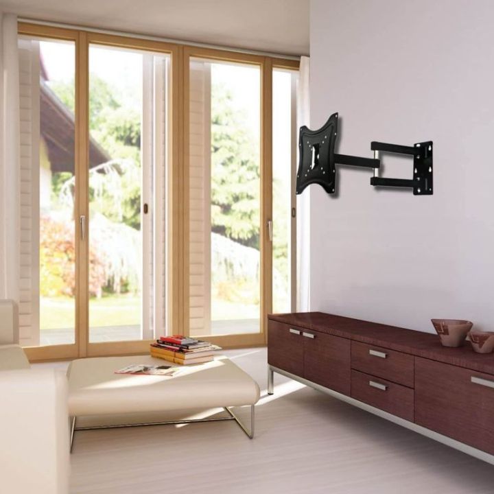 HDL-117B-2 Swivel Wall Mount Bracket For Flat And Curved TV LCD LED Plasma Monitor 14-55 Inches ...