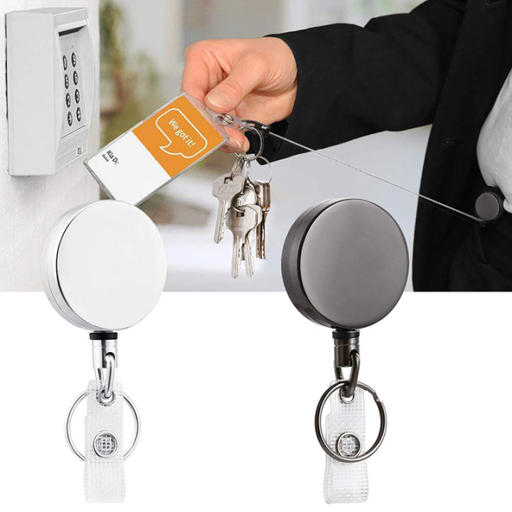 Retractable Metal Wire Keychain Pull Badge Reel ID Lanyard Name Tag ...