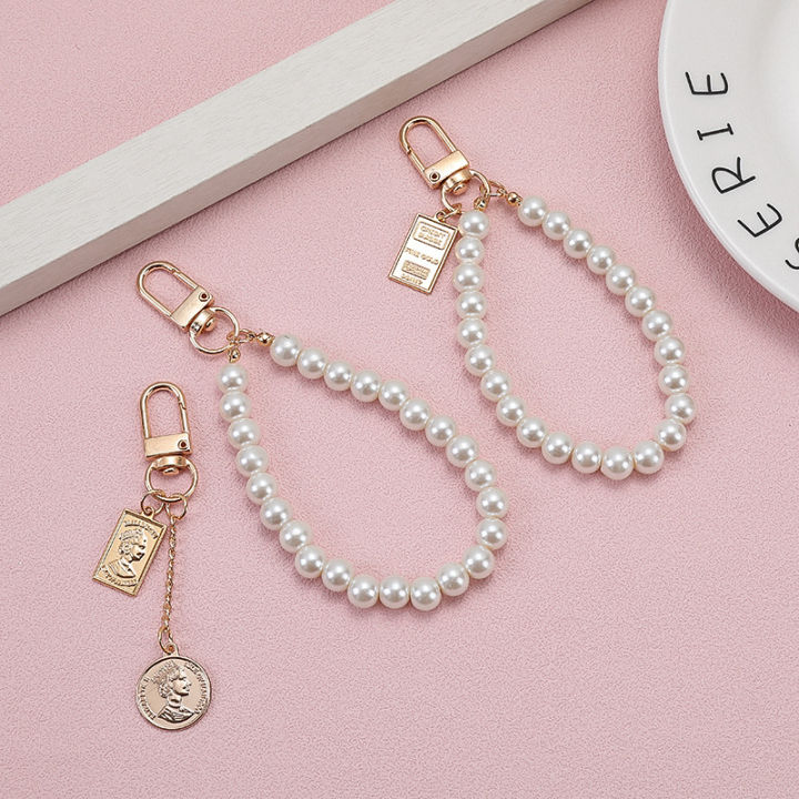 Metal Queen Tag Pendant Keyring Exquisite Pearl Chain Keychains for ...
