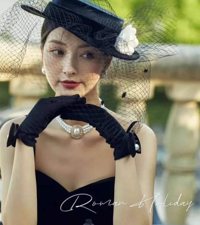 Mesh Flower Bride Photography and Makeup Celebrity Flat Top Hat | Daraz.lk