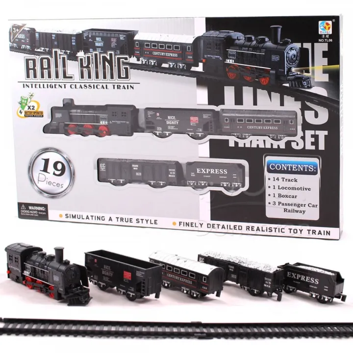 19 Pcs Battery Operated Black Train Track set and Coach Set Toys for ...