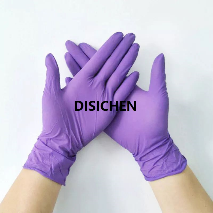 DISICHEN 50/100pcs Disposable Nitrile Gloves Purple Waterproof Powder ...