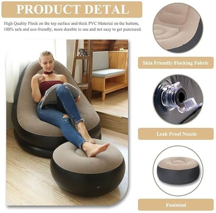 Inflatable Lounge Chair with Footrest, Portable Inflatable Seats ...