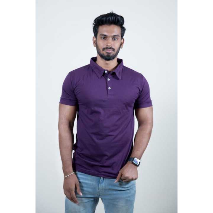 Moffi Essentials- Men's Collar T-Shirt - Purple | Daraz.lk