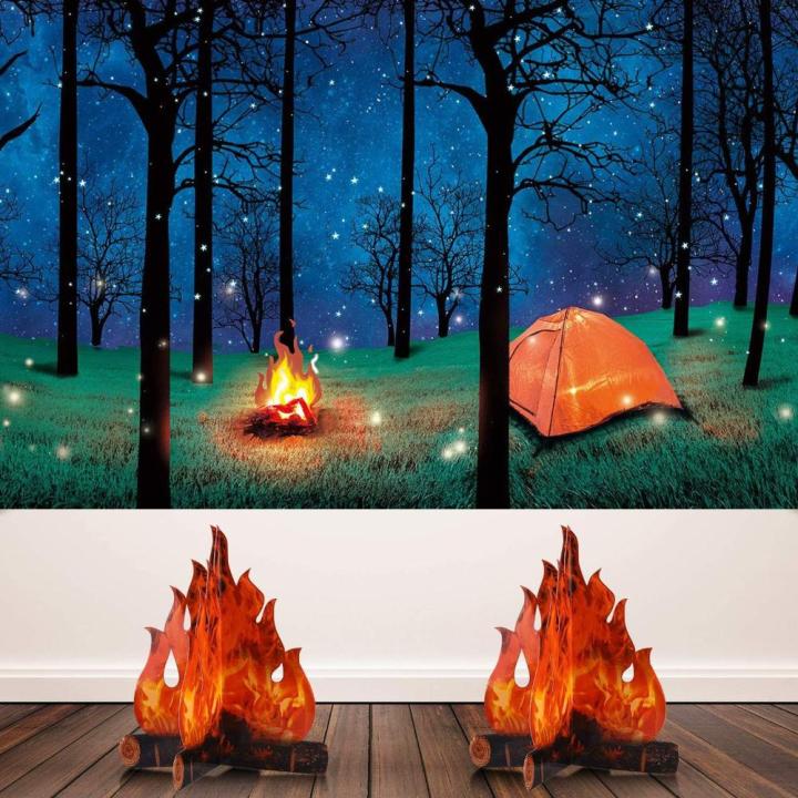 Hot Halloween Fake Flame Paper 3D Decorative Cardboard Fire Party ...