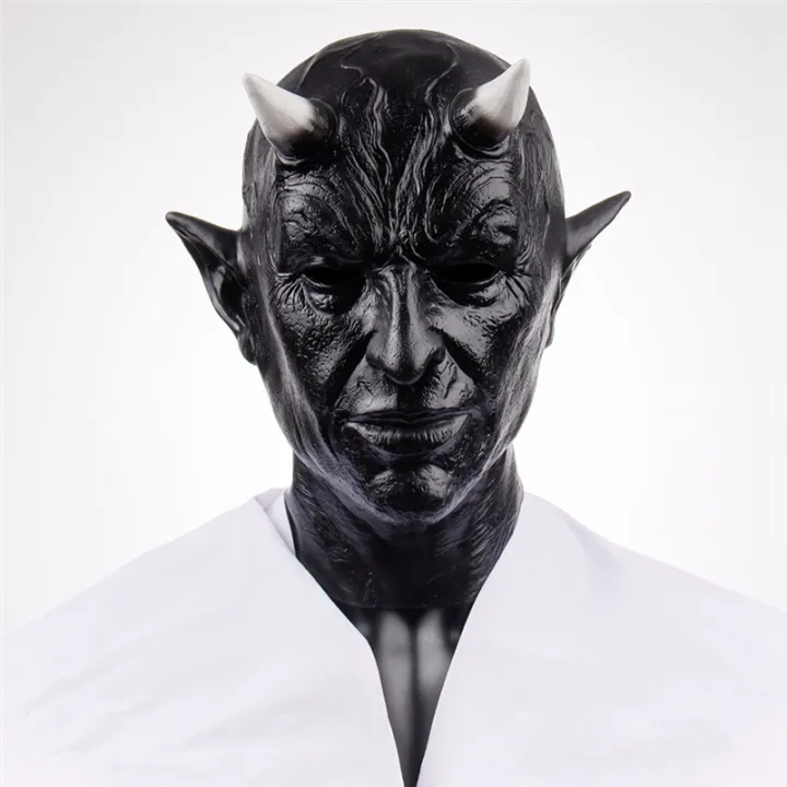Party Halloween Devil Horn Mask Latex Headset Cosplay Horror Ghostface ...