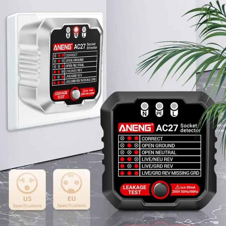 ANENG AC27 EU/US Plug Socket Detector Power Socket Tester Socket ...