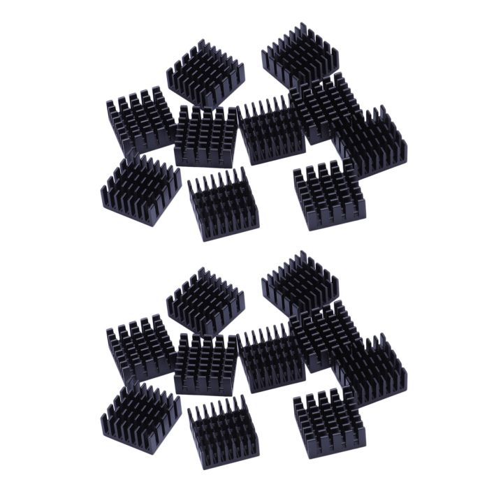 20 Pcs Black Aluminum Cooler Radiator Heat Sink Heatsink 20mm x 20mm x ...