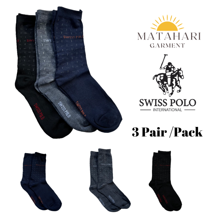 (MG) Swiss Polo 3pairs Pack Men Long Sock Office Sport Casual Formal ...