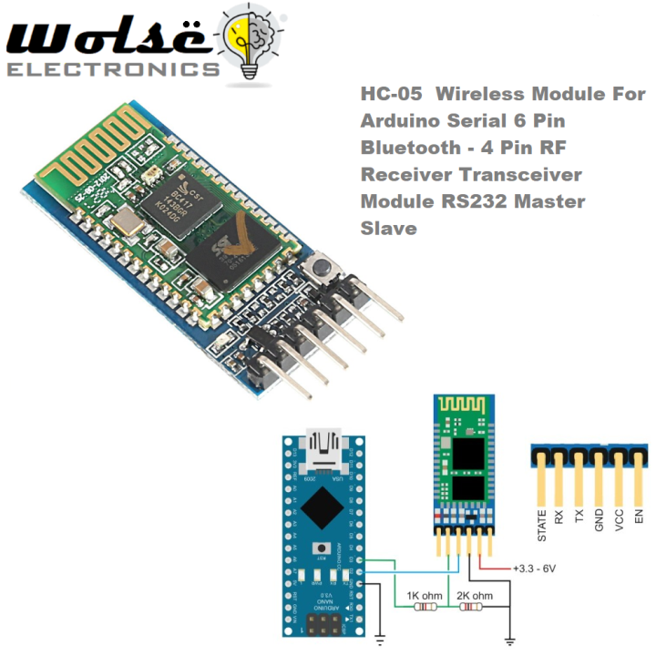 HC-05 HC05 Wireless Module For Arduino Serial 6 Pin Bluetooth - 4 Pin ... HC-05 HC05 Wireless Module For Arduino Serial 6 Pin Bluetooth - 4 Pin ...