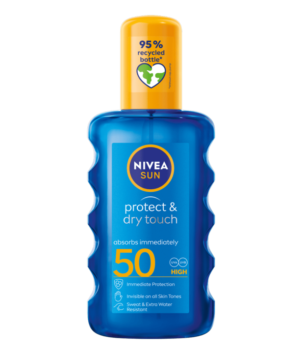 NIVEA SUN Protect & Dry Touch Invisible Sun Cream Spray SPF 50, Water ...