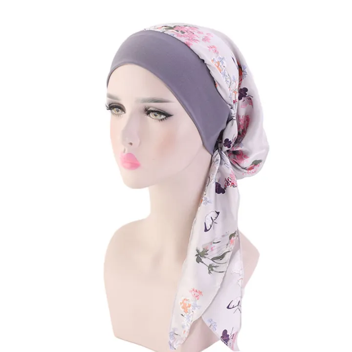 Women Cancer Head Scarf Chemo Hair Loss Hat Turban Pre-Tied Headwear ...