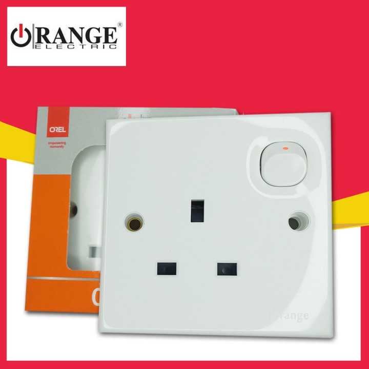 13A SINGLE SWITCHED SOCKET OUTLET CASABLANCA ORANGE WHITE LIFE TIME ...