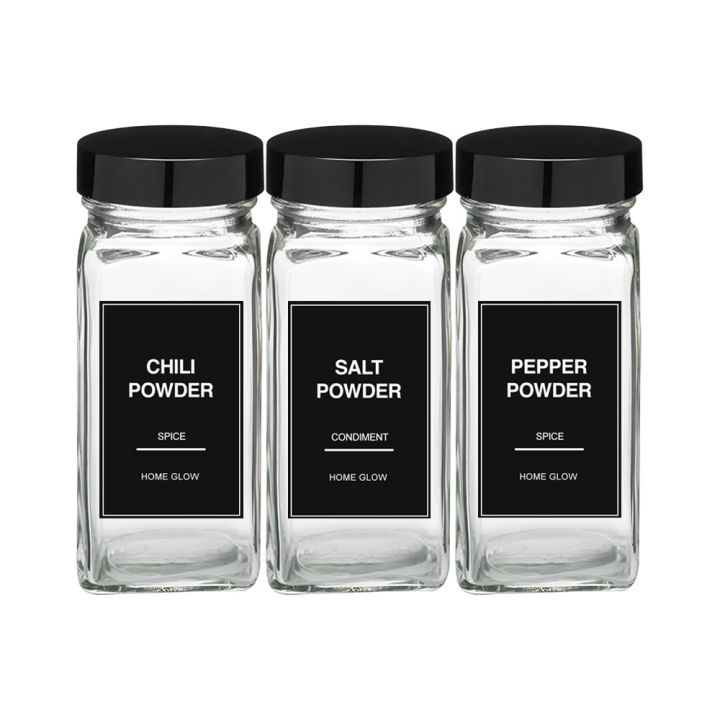 3 Pack Spice Bottle Pepper, Salt and Chili Powder Bottle Label Kitchen ...