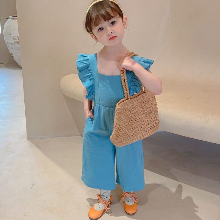 smartingbaby Summer Children Baby Girls Korean Cute Jumpsuit Kids Open ...