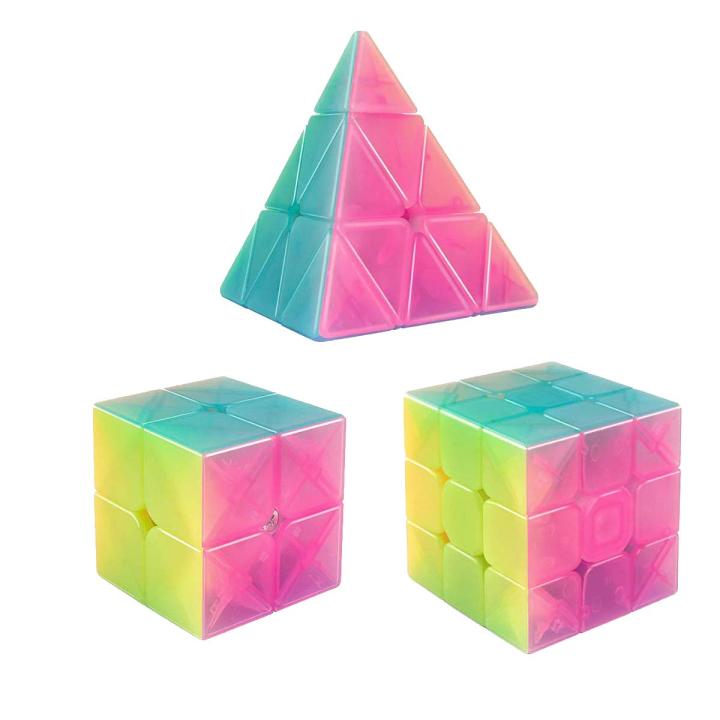 2x2 3x3 QY Pyramid Jelly Cube Speed Rubik Cube - 2 by 2 / 3 by 3 ...