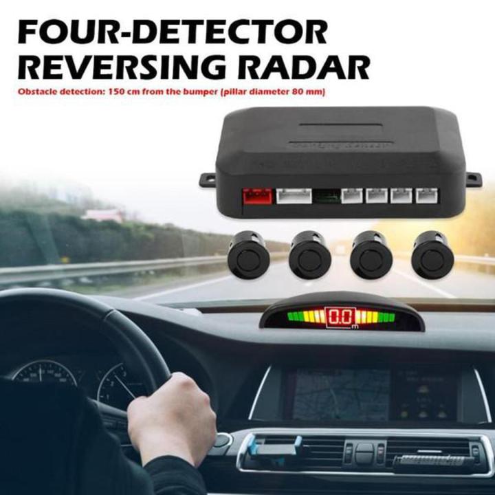 Black Car Auto Parktronic Led Parking Sensor With 4 Sensors Reverse Backup Car Parking Radar