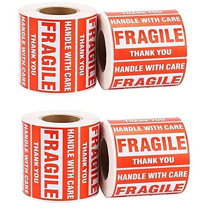 4 Rolls Fragile Stickers 2 x 3 Inch Fragile - Handle with Care - Thank ...