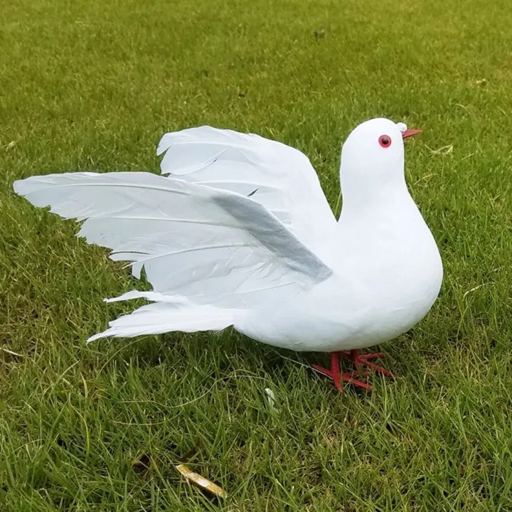 Decoration Crafts Small Peace Dove Bird Spread Wings White Pigeon Foam ...