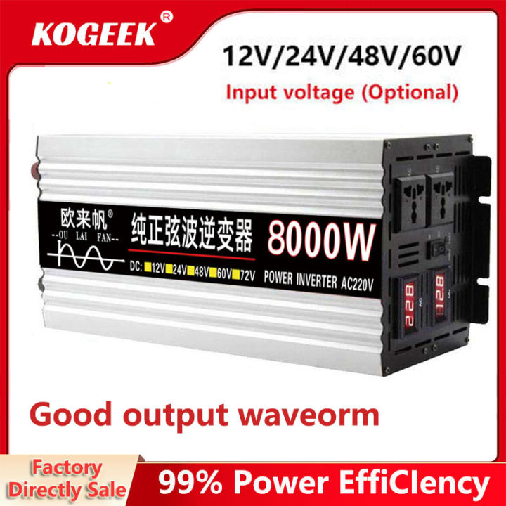 KOGEEK 8000W Pure Sine Waveform Universal Inverter DC 12V 24V 48V 60V ...