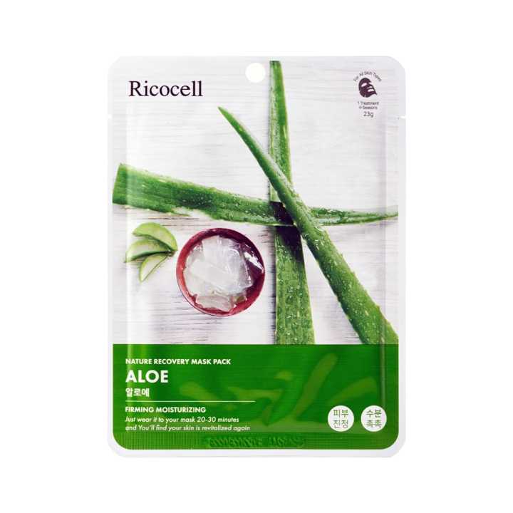 Ricocell Aloe Vera Moisture Essence Korean Facial Mask Sheet 1Pcs Skin ...