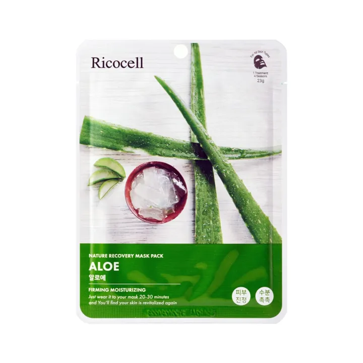 Ricocell Aloe Vera Moisture Essence Korean Facial Mask Sheet 1Pcs Skin ...