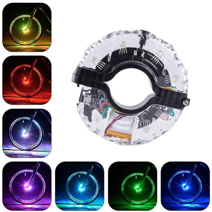 LED Rechargeable Bike Wheel Hub Lights Waterproof USB RGB Colorful ...