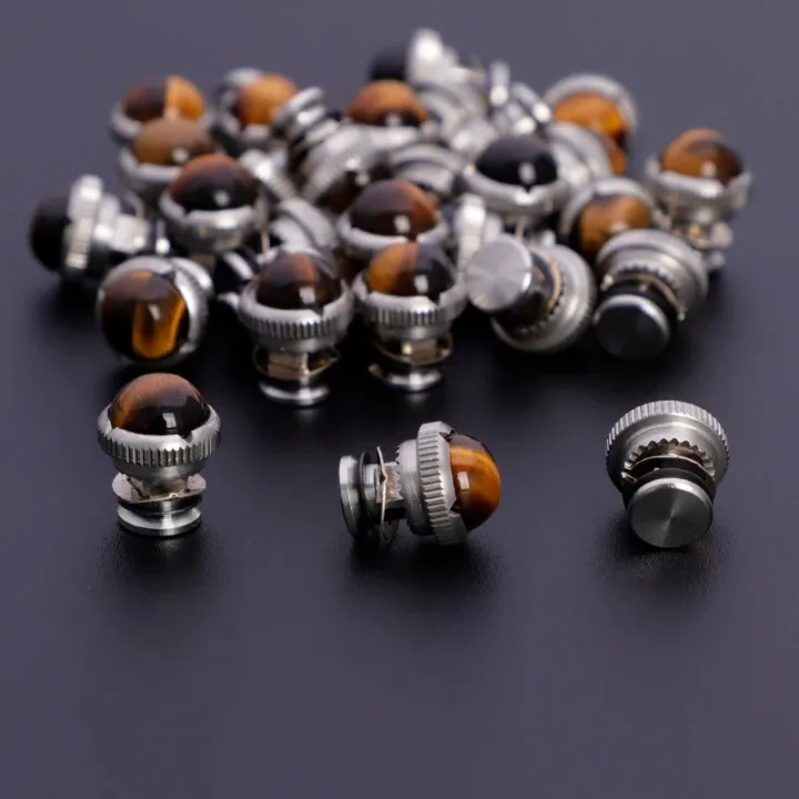 1 lot Stainless steel Bearing screws with Tiger’s eye Stone for Hair ...