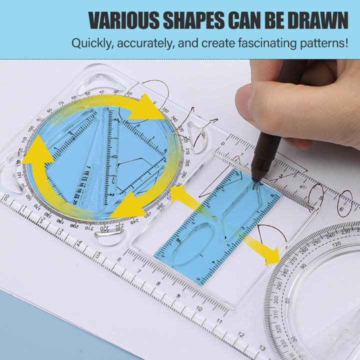 New 1/3pc Multi-function Drawing Ruler Geometric Figure Ruler High ...