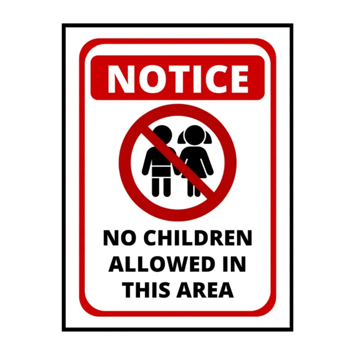 Notice No Children Allowed In This Area Sign Board | Daraz.lk