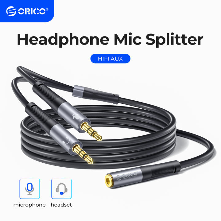 ORICO Headphone Splitter 3.5mm Audio Mic Cable Microphone Liquid ...